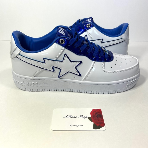 Bape | Shoes | A Bathing Ape Bape Sta Patent Leather White Blue Shoes ...